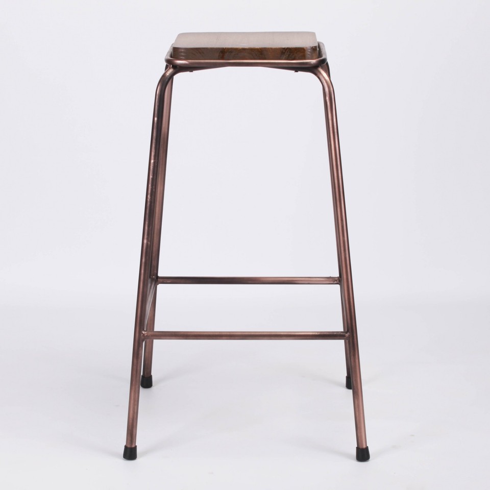INDUSTRIAL LAB COPPER STYLE WOODEN BAR STOOL BREAKFAST PUB CAFE ...