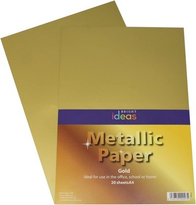 Bright Ideas Metallic Paper – Gold, A4 Sheets, 29.7cm x 21cm, Pack of ...