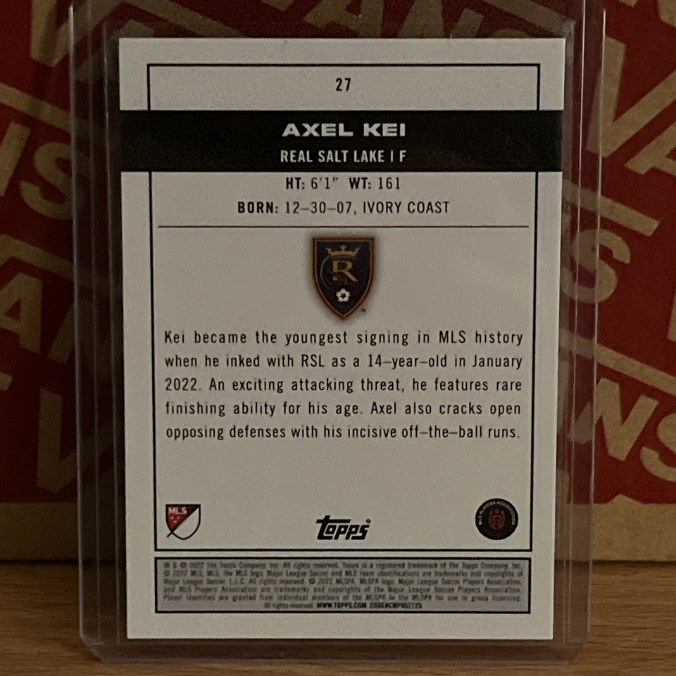 2022 Topps MLS - AXEL KEI #27 (RC) Pitch Prodigies Real Salt Lake | eBay