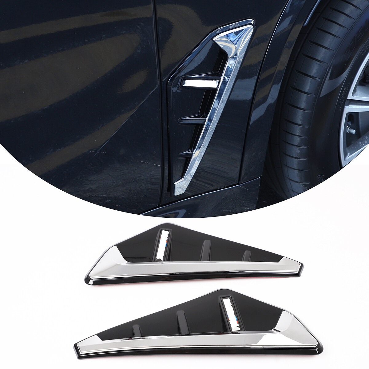 Silver ABS Side Fender Grillle Air Vents Trim For BMW X5 X5M G05 2019 ...