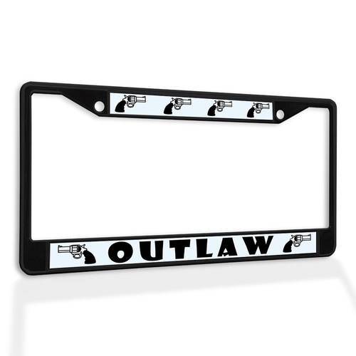 Metal License Plate Frame Vinyl Insert Outlaw Weatherproof Car ...