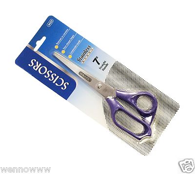 Purple 7" Straight Stainless Steel Scissors with Comfortable Cushioned ...