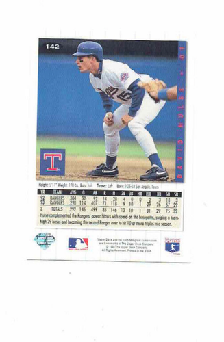 David Hulse Rangers OF #142 Upper Deck 1994 Baseball Card | eBay