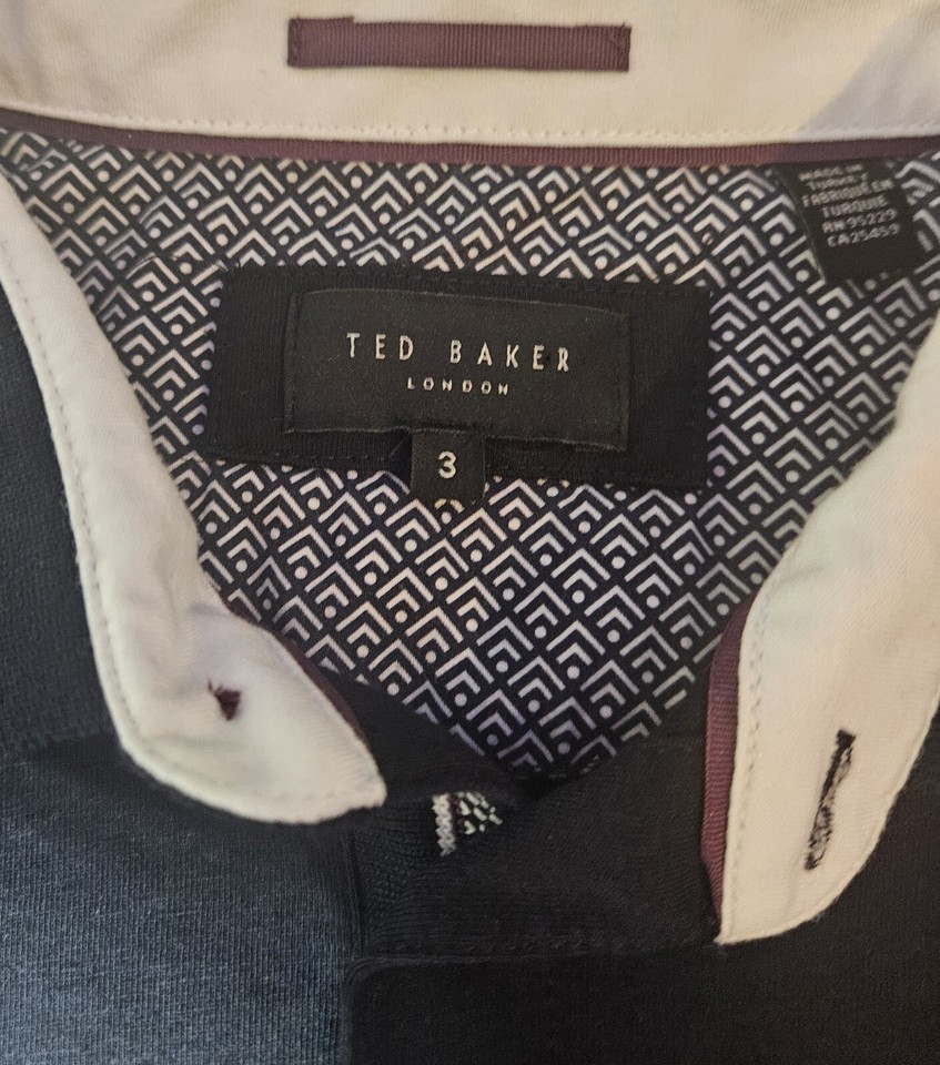 Ted Baker Tortila Slim Fit Tipped Pocket Polo In Navy Size 3 Medium | eBay