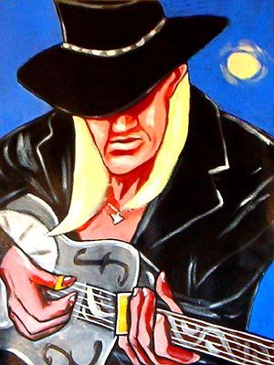 JOHNNY WINTER PRINT poster blues national steel guitar roots set list ...