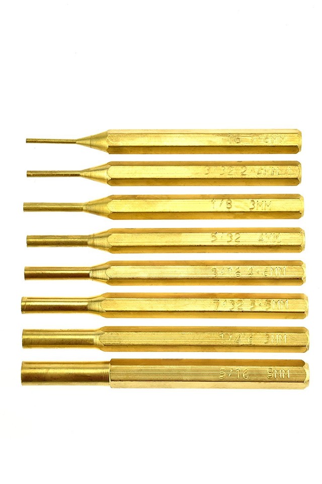 8pc Gunsmith Brass Roll Drift Pin Punch Set 1/16" - 5/16" Gun Cleaning ...