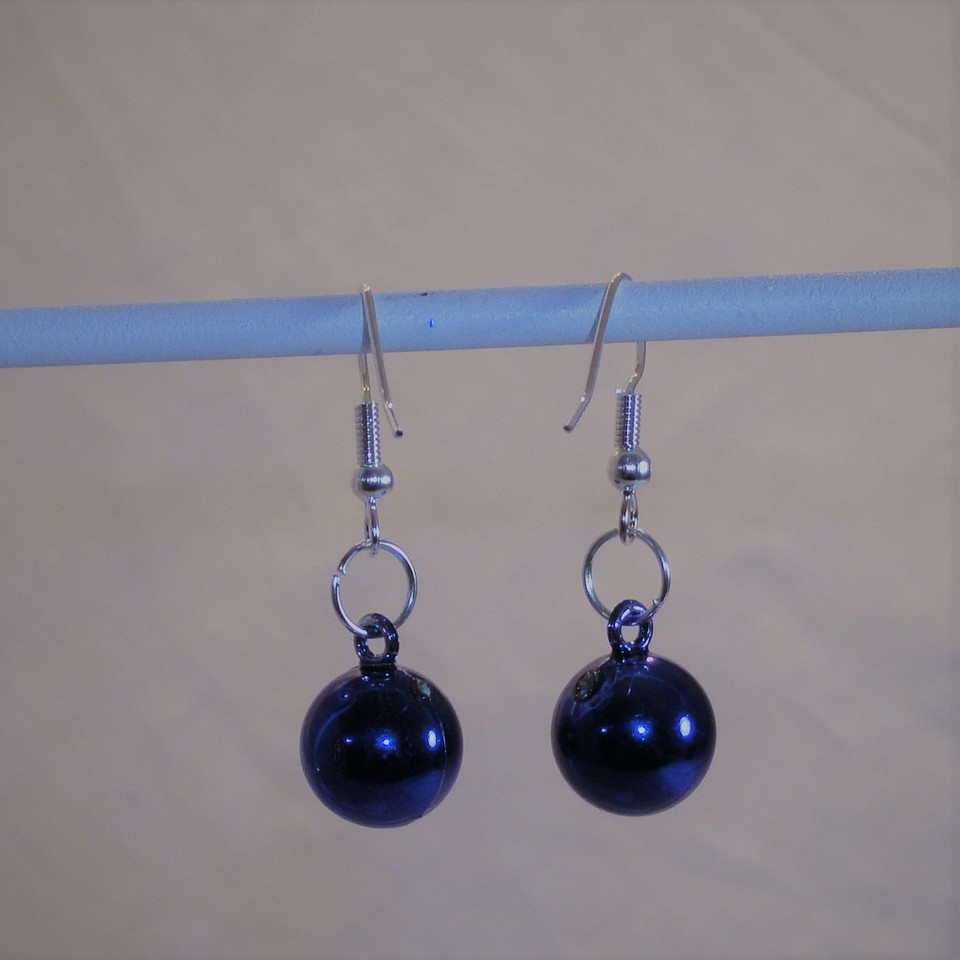 Mini Ornament Ball Earrings Christmas Holiday Plastic Green Blue Gold ...