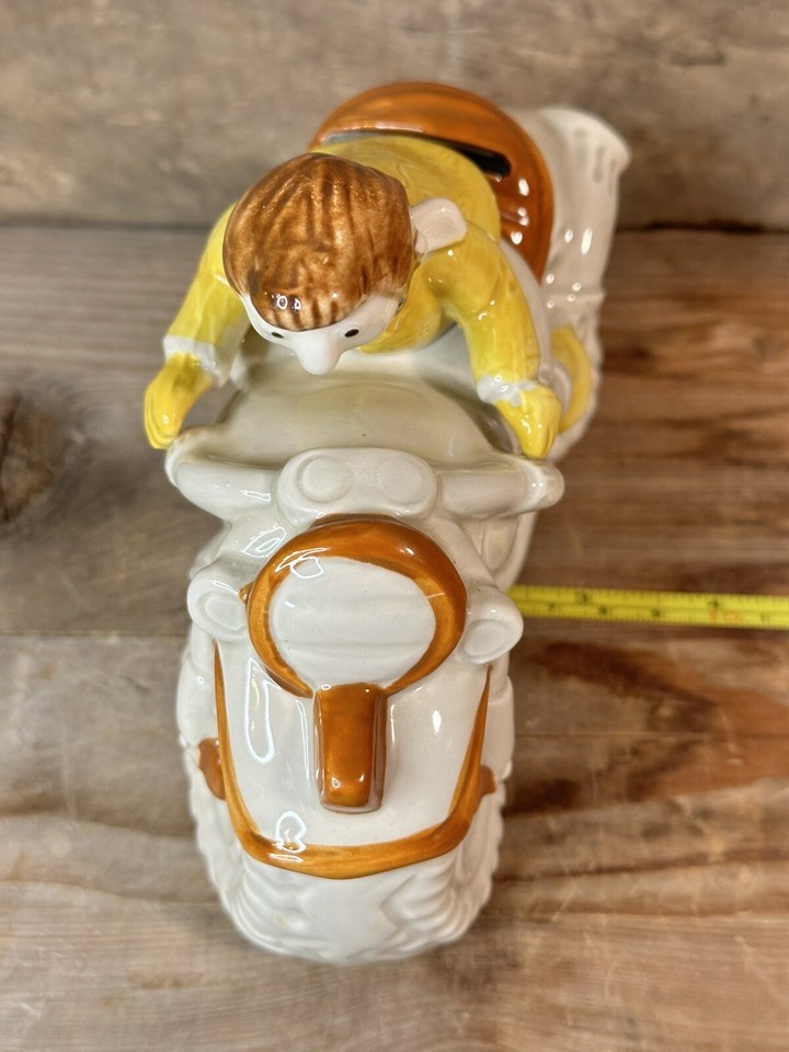 Vtg Counterpoint Motorcycle & Rider Ceramic Coin Bank w/ Stopper Made ...