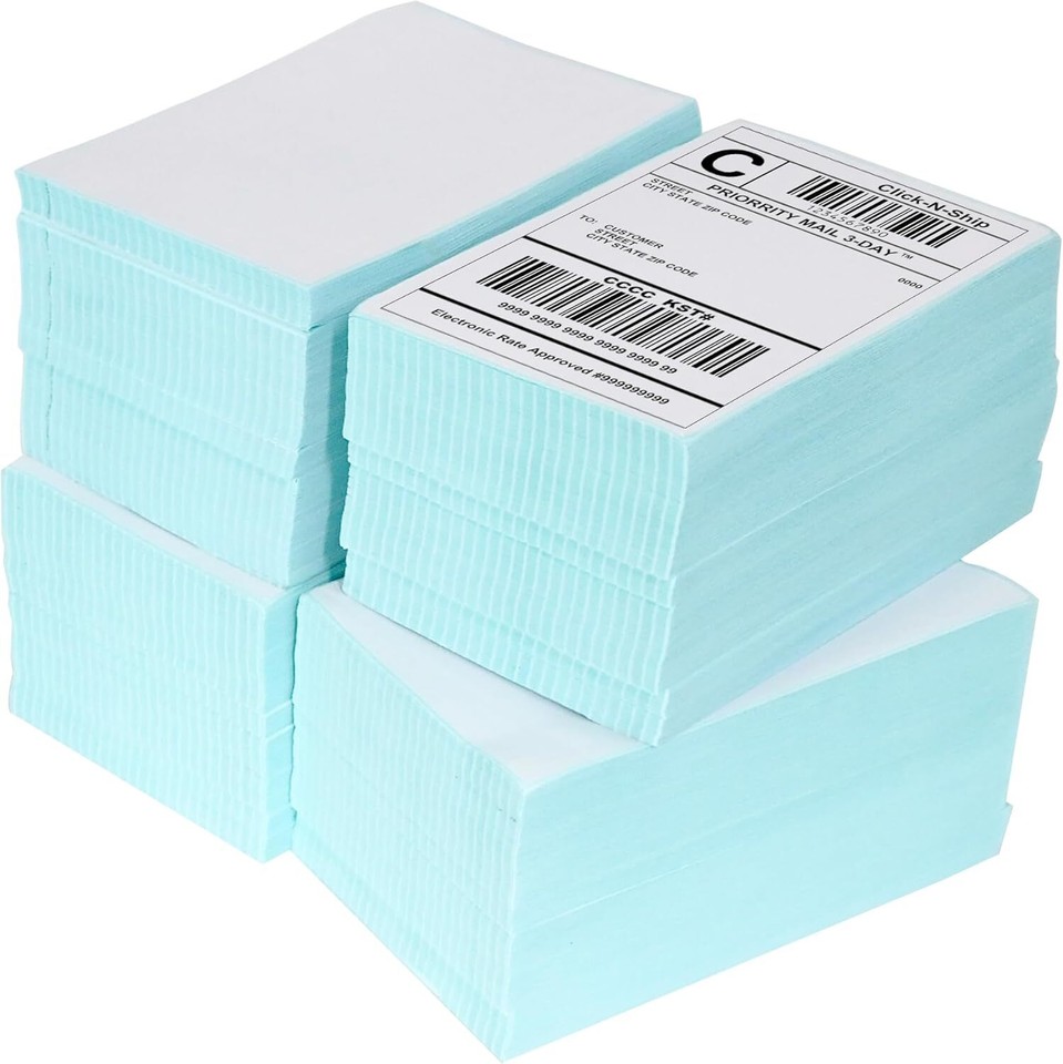 1000/Stack 4"x6" Fanfold Direct Thermal Shipping Labels Zebra & Rollo ...