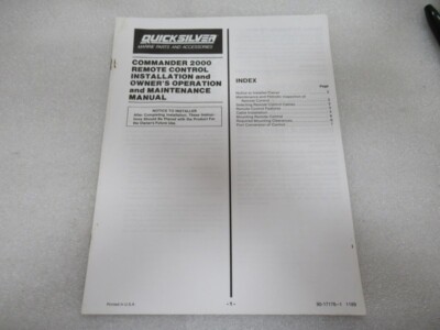 PM226 Quicksilver Commander 2000 Remote Control Installation & Owner's ...