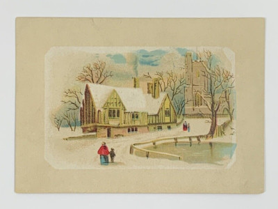 Rural Winter Scene Pond Victorian Trade Card Blank Back 4.25" x 3" | eBay