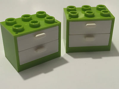 NEW Lego 4 Pcs LIME GREEN Container CUPBOARD 2x3x2 with 8 Pcs WHITE ...
