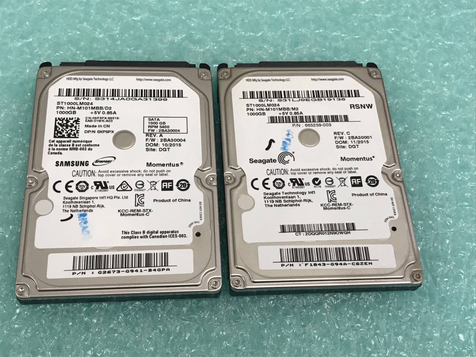 (Lot of 2) Samsung / Seagate ST1000LM024 1TB 2.5" SATA Laptop Hard ...