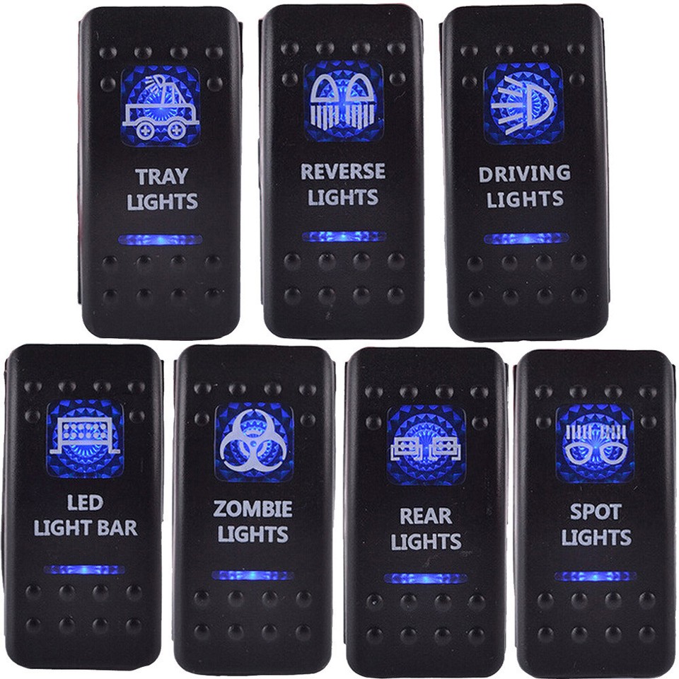 12V 20A Bar Carling Bar Rocker Switch Blue LED Rear Lighted Car Boat ...