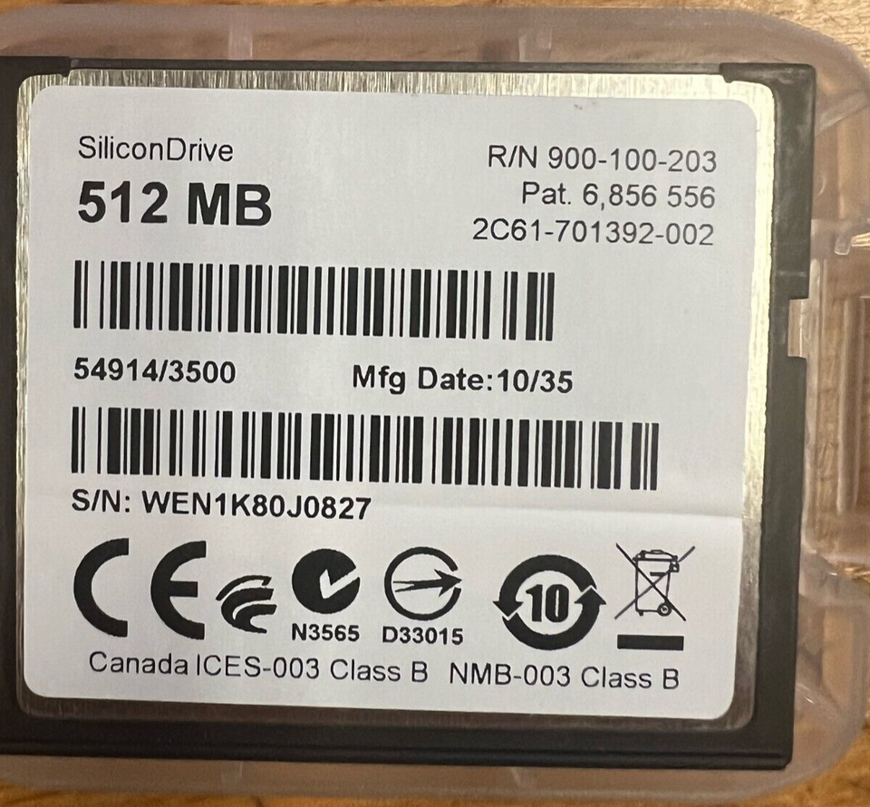 SiliconDrive WD PATA 512MB COMPACT FLASH CF CARD 512 MB SSD-C51MI-3500 ...