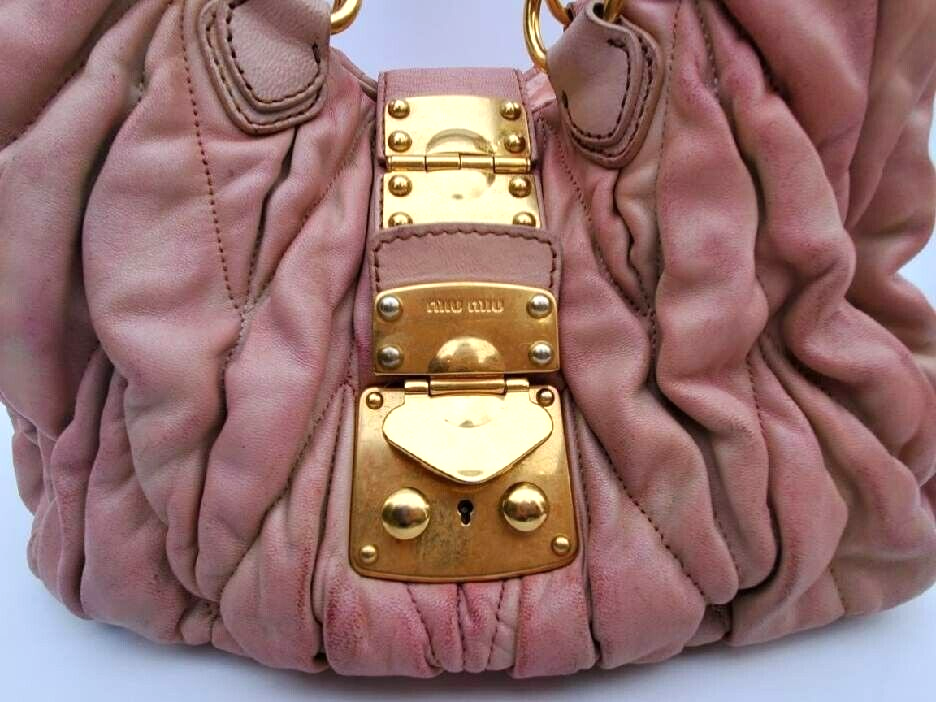 Miu Miu purse beige cameo Pink nappa Leather arcadie vintage shoulder ...