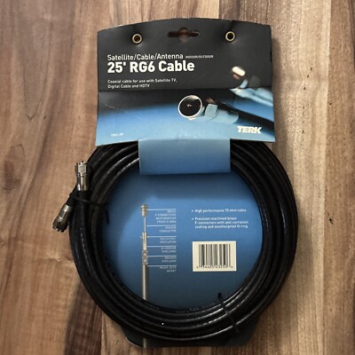 TERK RG6 Coaxial Cable – 25ft – Satellite/Cable/Antenna TV – NEW! | eBay