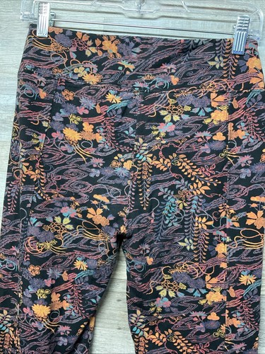 Peruvian Connection Black Orange Purple Floral Boho Leggings Women ...