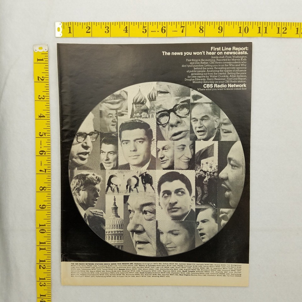 1968 CBS Radio Network Vintage Print Ad First Line Report Marvin Kalb ...