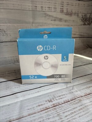 HP CD-R 5 Pack 52X 700 MB Data 80min Music In Slim Jewel Cases NEW ...
