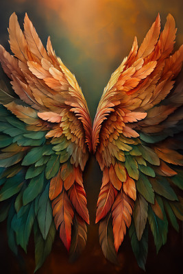 Terracotta and Olive Green Angel Wings Wall Art 2 – Elegant 16x24 ...