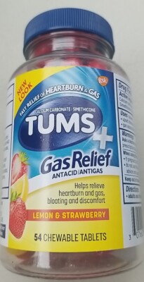 Tums Gas Heartburn Relief Chewable Antacid - Lemon & Strawberry 54 ...