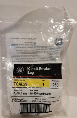 TCAL29 GE Circuit Breaker Lug SF Frame #8-350 kcmil CuAl Max 250 Amps ...