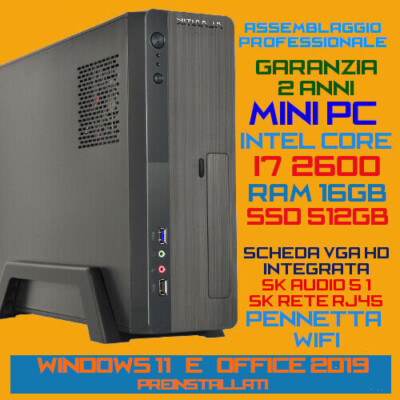 MINI PC COMPUTER FISSO DESKTOP INTEL Core i7-2600 RAM 16GB SSD512GB ...