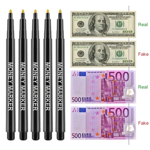 5x Money Marker Counterfeit Bill Fake Detector Pen Ink US Dollar ...