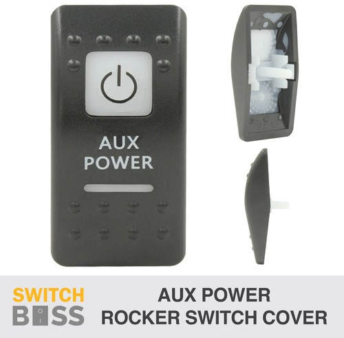 Rocker Switch Cover Only AUX POWER - suit White LED Boat Caravan Marine ...