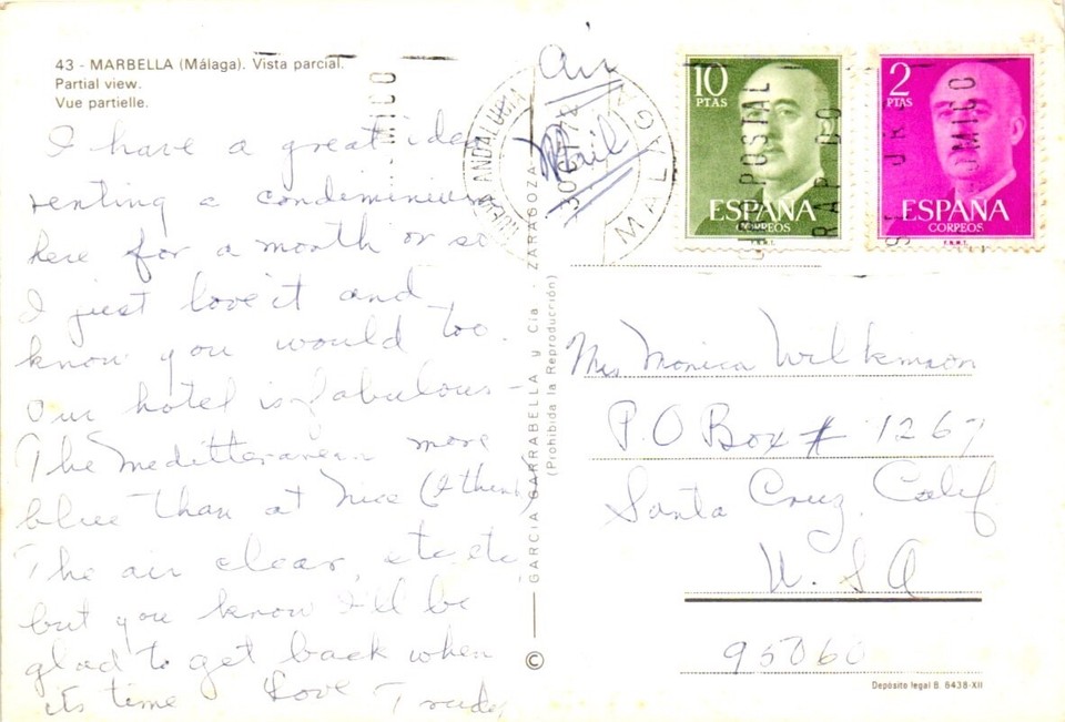 Marbella Malaga Spain City Town View Vintage Posted Postcard | eBay