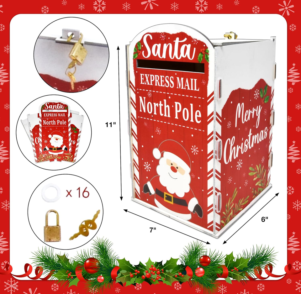 Christmas Mailbox Letters to Santa Mail Box Xmas Decorations Gift Wish ...