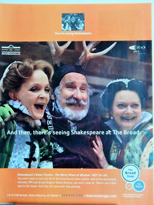 SHAKESPEARE AT THE BROAD LOS ANGELES ORIGINAL VTG 2010 ADVERTISEMENT ...