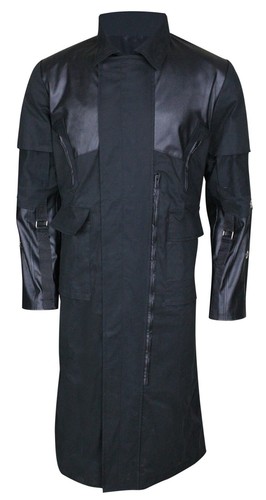Mens Classic Leather Adam Jensen Deus Ex Human Revolution Trench Coat ...