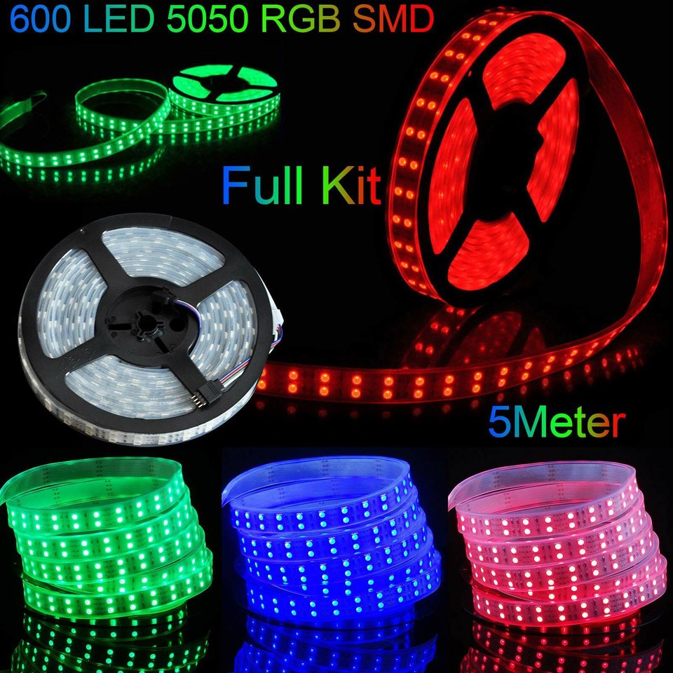 LED STRIP LIGHTS 5050 RGB COLOUR CHANGING TAPE UNDER CABINET KITCHEN TV ...