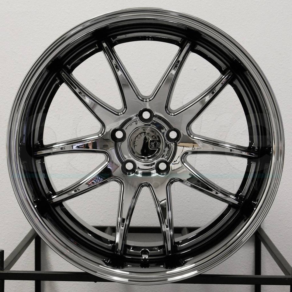 19" AodHan DS02 Wheels 19x9.5 +22 / 19x11 +22 5x114.3 Black Chrome Rims ...