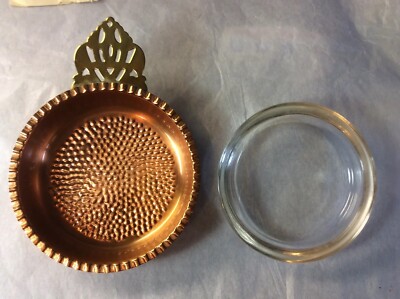 VTG COPPERCRAFT HAMMERED Copper BRASS Porringer HANDLED BOWL Glass | eBay
