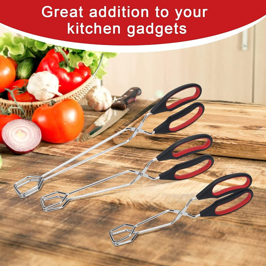 3 Pack Stainless Steel Scissor Tongs, Kitchen Tongs for Cooking Food ...