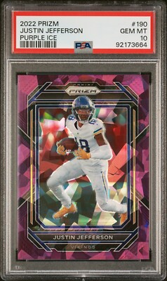 Justin Jefferson 2022 Panini Prizm Purple Ice Football Card #190 Graded ...