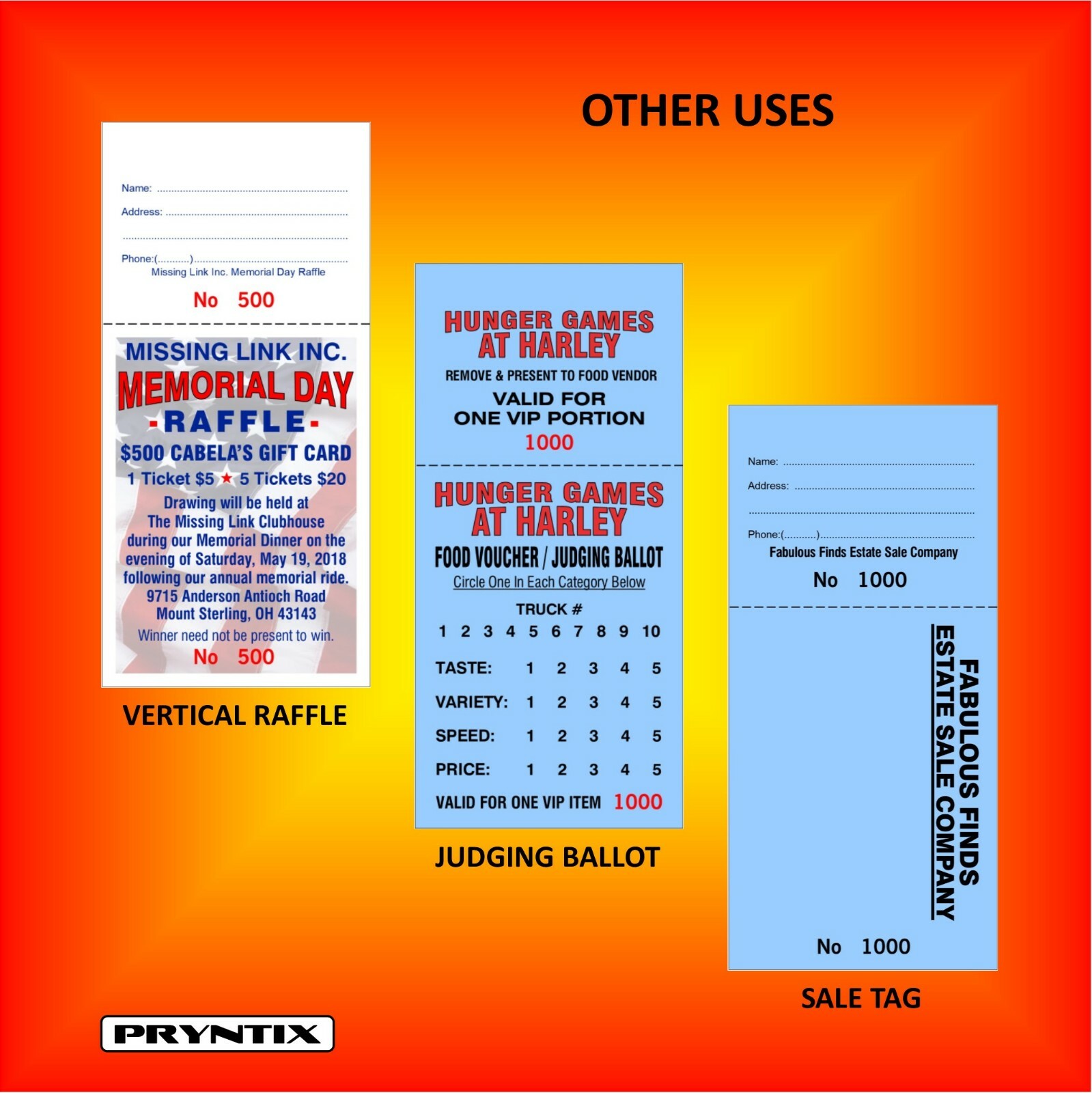 CUSTOM PRINTED RAFFLE TICKETS - Numbered & Perforated Card Stock | eBay