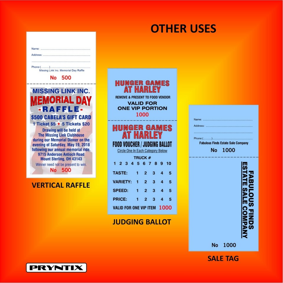 CUSTOM PRINTED RAFFLE TICKETS - Numbered & Perforated Card Stock | eBay