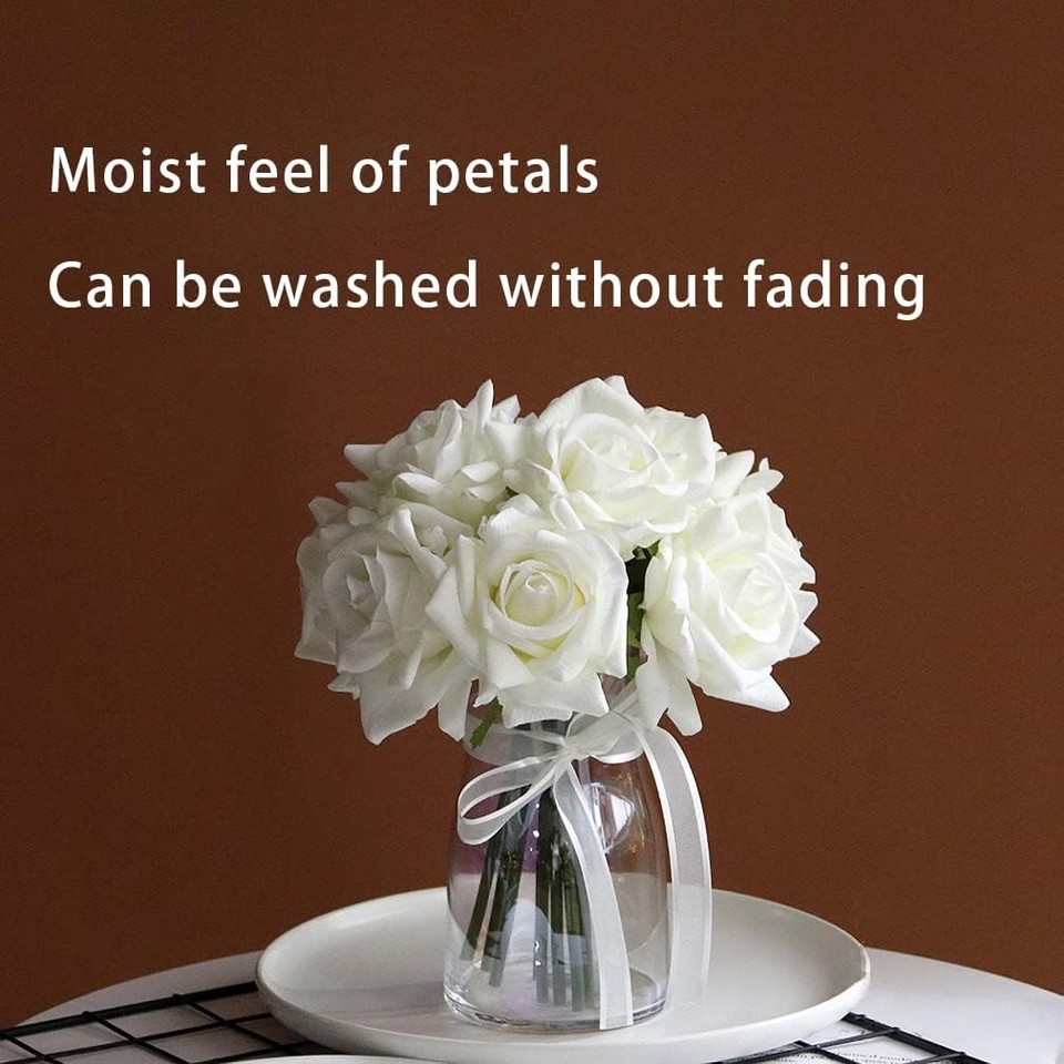 Artificial Roses Single Stem 10pcs Fake Silk Flower Arrangement Bouquet ...