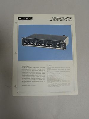 Original Vintage Altec Model 1628A Automatic Mic Mixer Specification ...