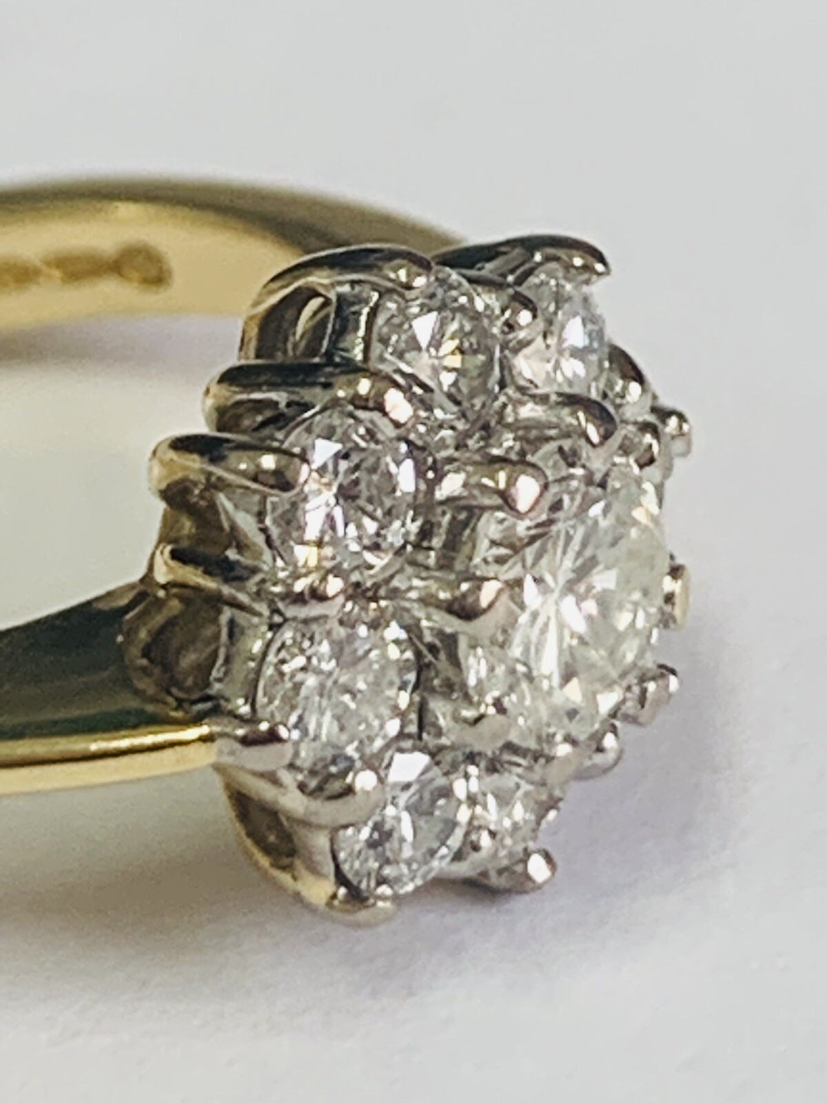 18CT YELLOW/WHITE GOLD 1980’s CLUSTER DIAMONDS RING 1.16 CARATS | eBay UK