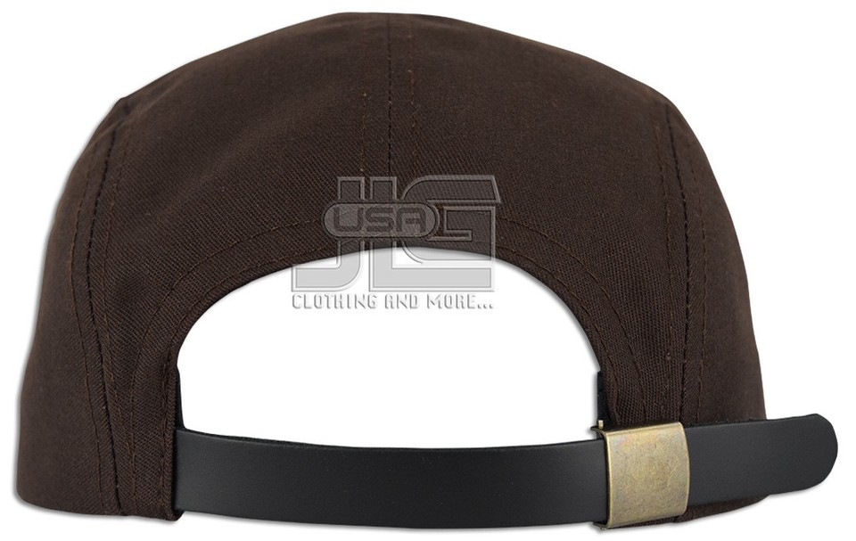5 Panel Solid Camo Strap-back Adjustable Leather Strap Cap Hat JLGUSA ...