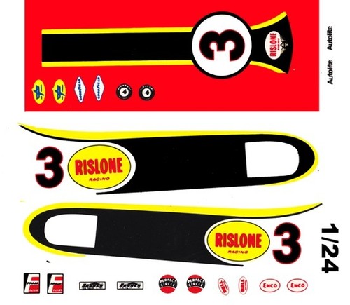 #3 Bobby Unser Rislone Racing 1968 1/24th Scale Indy Waterslide Decals ...