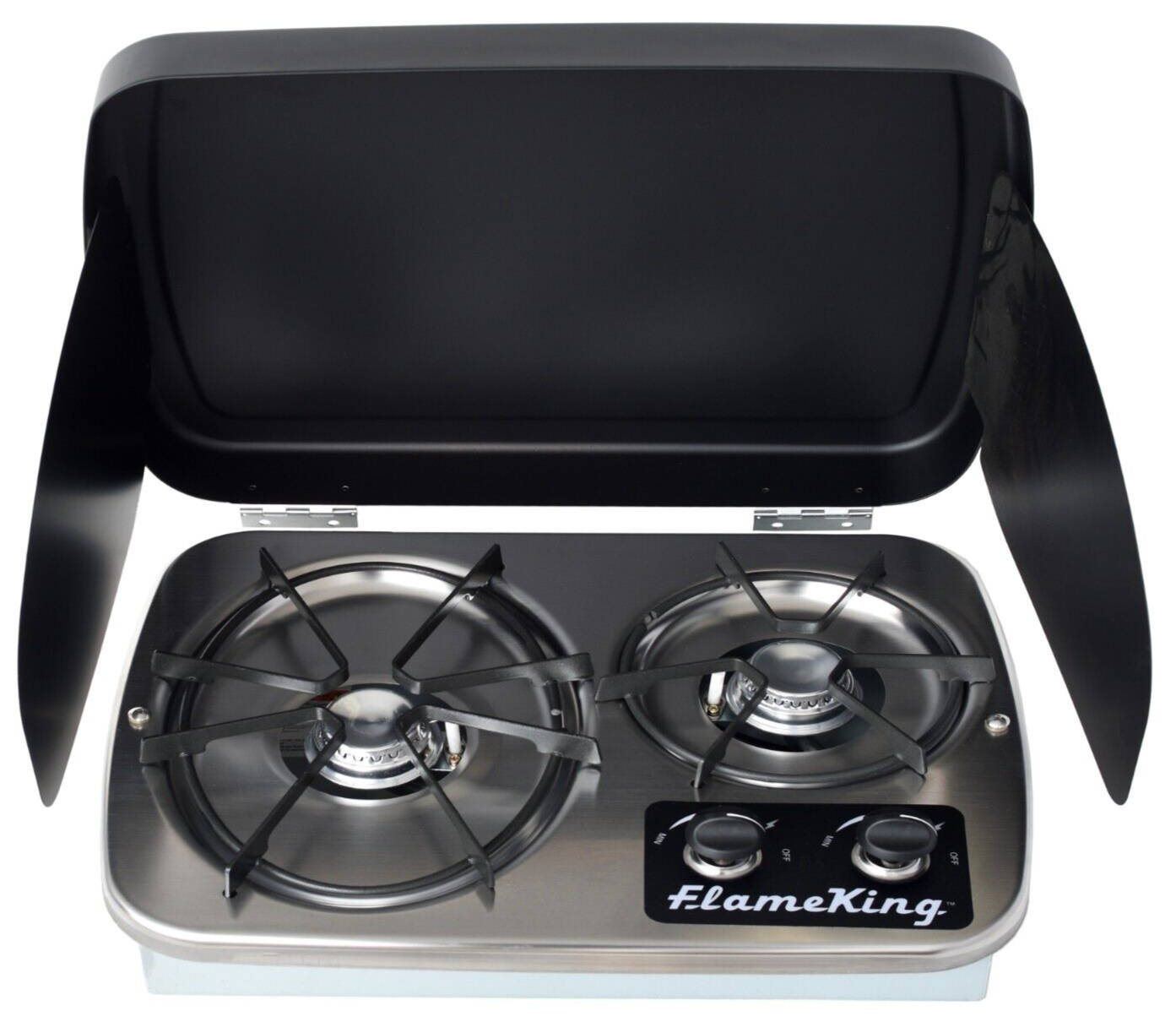 LP Gas Drop-In 2 Burner RV Cooktop Stove Stainless Steel includes Cover ...