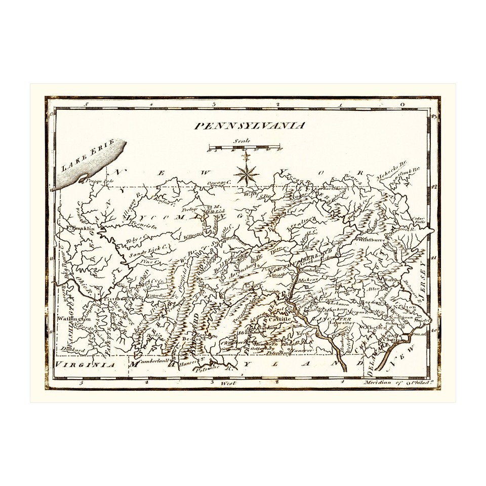 Old Map of Pennsylvania 1795 - Vintage Pennsylvania Art | eBay