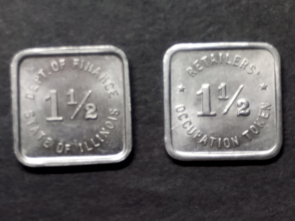 Illinois 1 1/2 Retailers Occupational Token 1930's- 2 Tokens | eBay