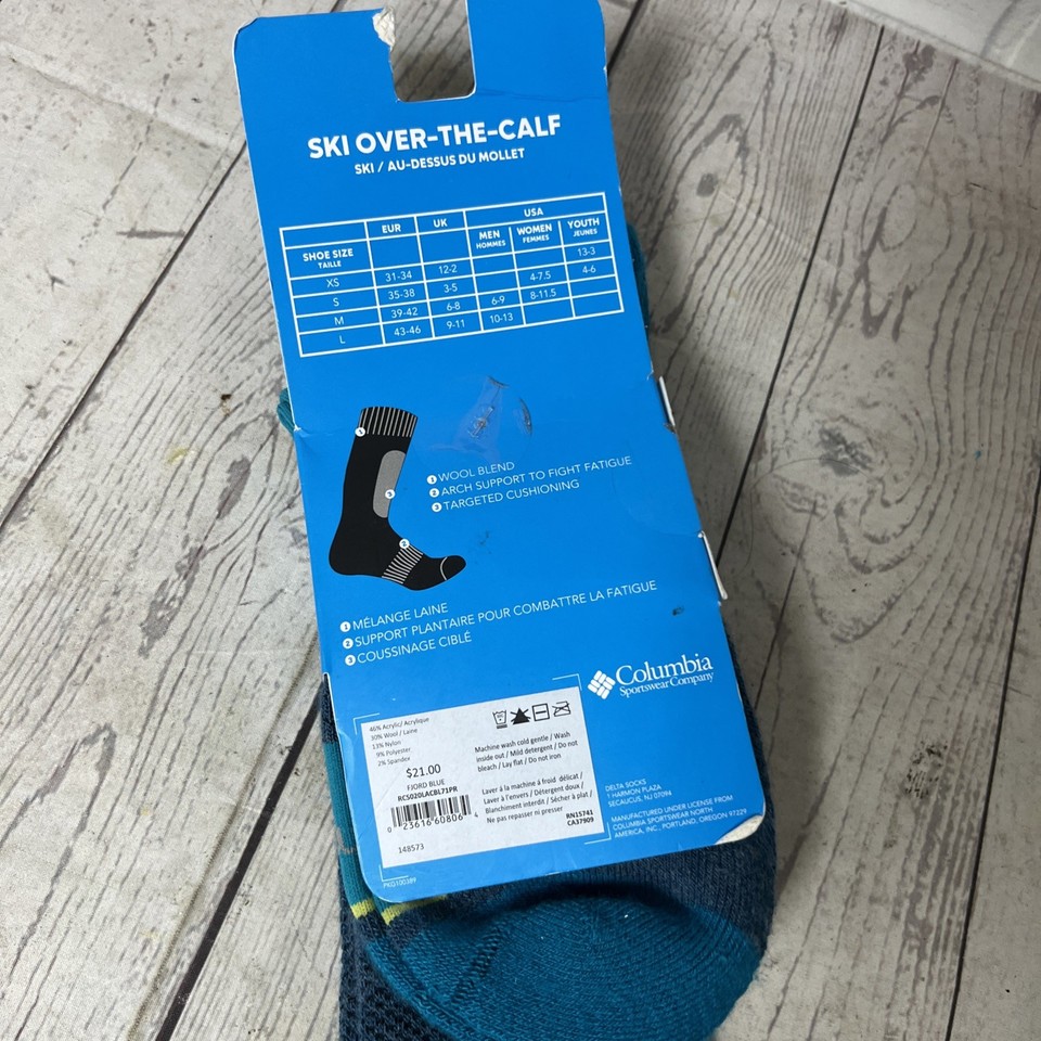 Columbia Over Calf Ski Socks Men Large Blue Medium Weight NEW | eBay UK
